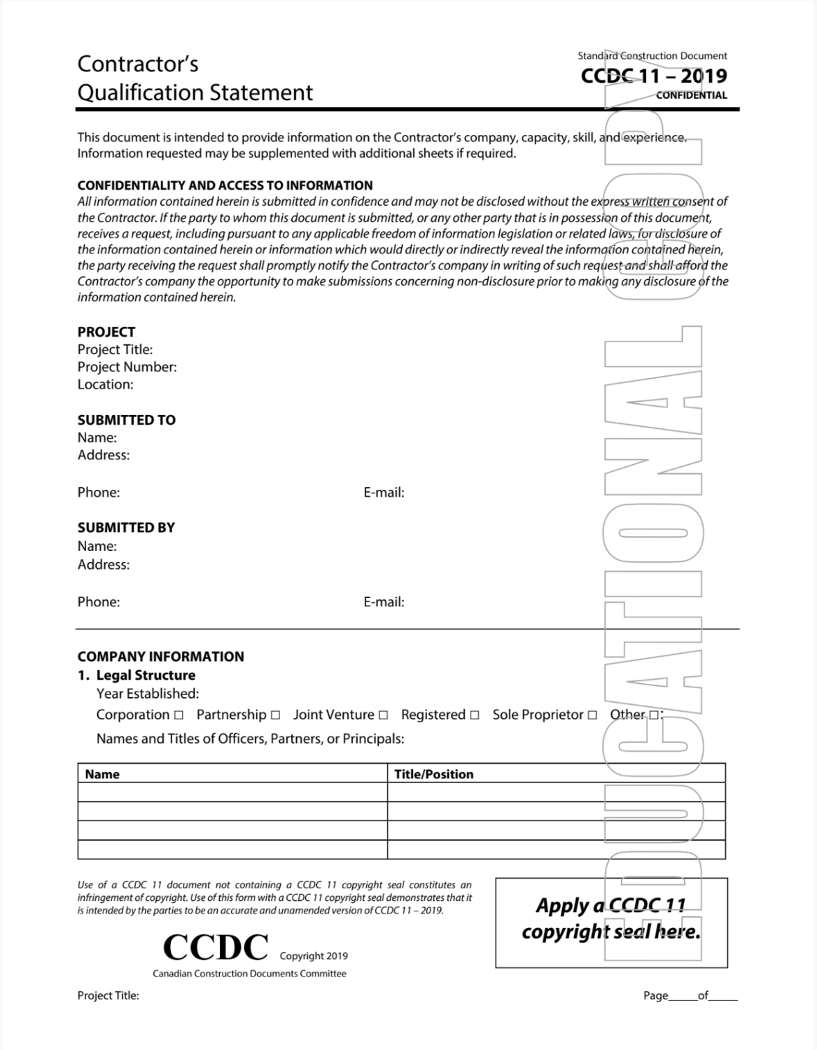 CCDC 11 - updated document coming December 6, 2019 - Construction ...